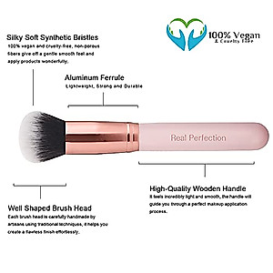 Real Perfection Makeup Brushes 16pcs Makeup Brushes Set with 1 Eyebrow Razor Premium Synthetic Foundation Brushes Blending Face Powder Eye Shadow Concealer Make Up Brushes Tool Kit