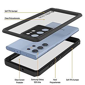 Punkcase Galaxy S23 Ultra Waterproof Case [Extreme Series] [Slim Fit] [IP68 Certified] [Shockproof] [Dirtproof] [Snowproof] Armor Cover for Galaxy S23 Ultra 5G (6.8") (2023) [Black]