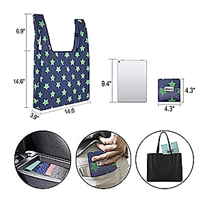 Pack of 6 Reusable Grocery Bags Set, Grocery Tote Foldable into Attached Pouch, Reinforced Polyester Reusable Shopping Bags, Washable, Durable and Lightweight