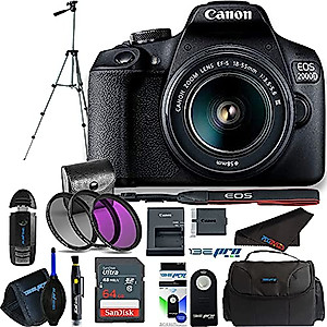 EOS 2000D / Rebel T7 Digital SLR Camera Body w/EF-S 18-55mm f/3.5-5.6 Lens 3 Lens DSLR Kit + Pixibytes Deluxe 16 Pcs Bundle (Renewed)