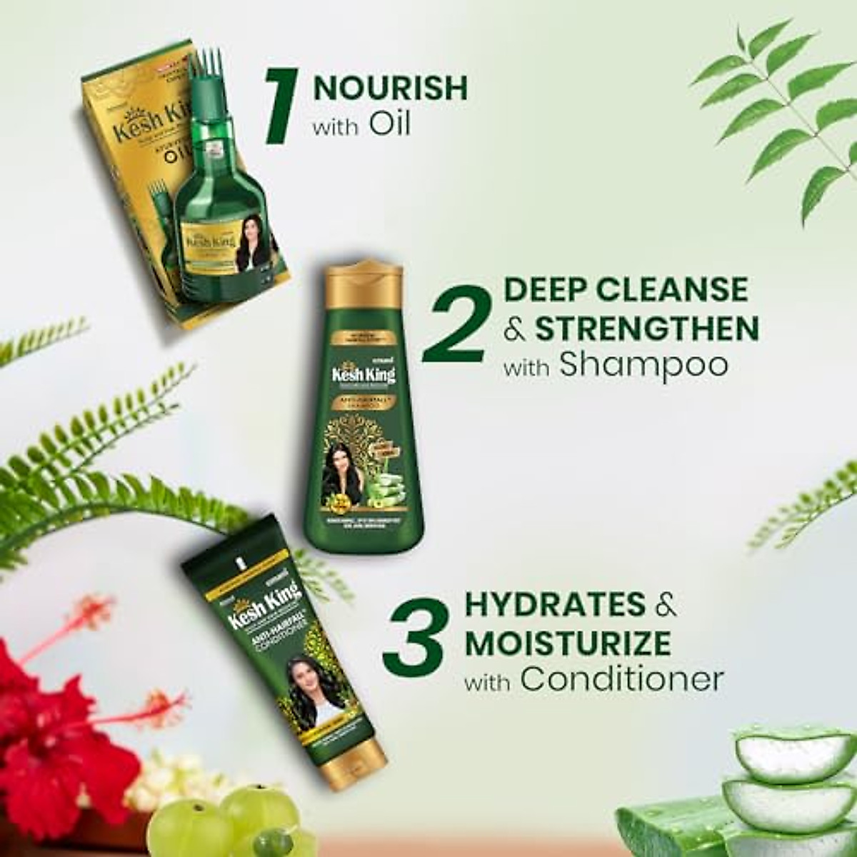 KESH KING Anti Hairfall Shampoo | with Ayurvedic Herbs & Aloe Vera | Provides Healthy Nourished Scalp | for Shiny Smooth Hair | 11.49 Fl Oz/340ml