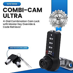 Combi-Cam Ultra, 7432S-Black & Keys, Combination Cam Lock with Master Key Override, 5/8" Cylinder, Black Finish