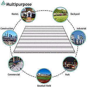 SunnyRoyal 11'x23' Sun Shade Sail Straight Edge with Grommet Rectangle Canopy Awning Fabric Cloth Screen UV Block Heavy Duty Commercial Grade Outdoor Patio Carport (Gray White)