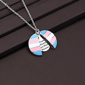 CENWA Transgender Pride Gift Trans Pride Jewelry Trans Women Are Real Women Open Locket Necklace (Trans Women N)