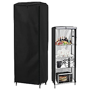 Sealcover Storage Shelf Wire Shelving Cover, High Density Waterproof and Dustproof Wire Rack Cover, 28 * 23 * 64in, Black Storage Rack Covers.