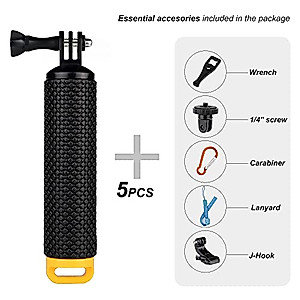 SOONSUN Waterproof Floating Hand Grip for GoPro Hero 11, 10, 9, 8, 7, 6, 5, 4, 3, 2, Hero Session, Fusion, Max, AKASO, SJCAM, DJI Osmo Action Camera Handler Handle Mount Accessories for Sports Camera