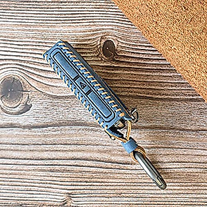 HIBEYO Leather Smart Key Fob Case Compatible with Volvo XC40 XC60 XC90 S90 V90 Car Key Fob Cover Remote Keyless Entry Full Protection Shell 2019 2021 Keychains Auto Accessories Holder Protector-Bule