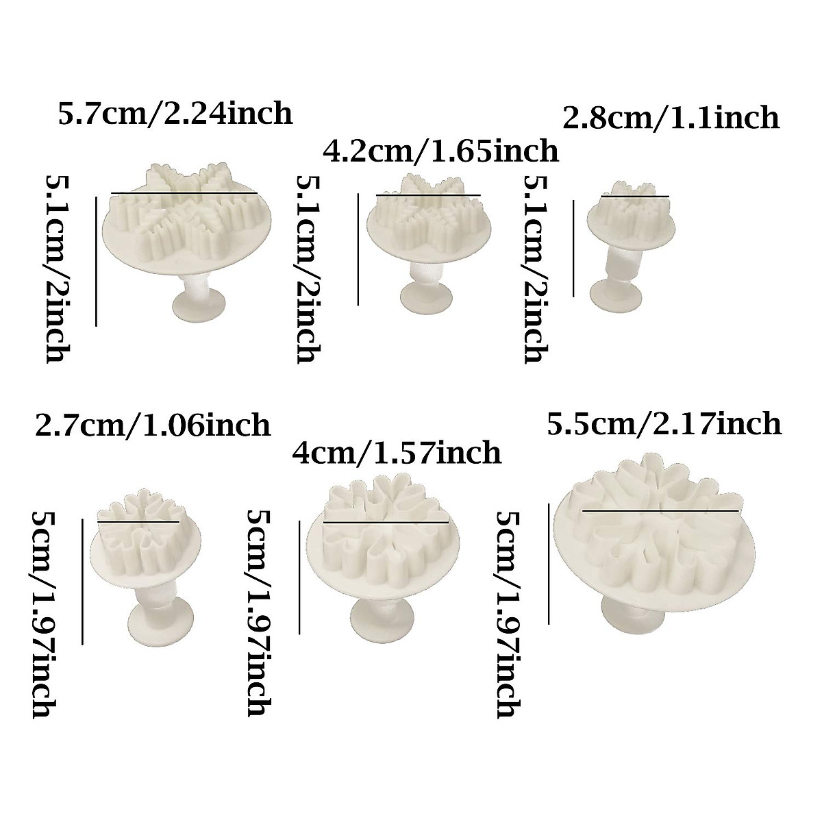 Honbay 6PCS Plastic Snowflake Fondant Cookie Cake Plunger Cutters Molds Embossing Tools for Baking