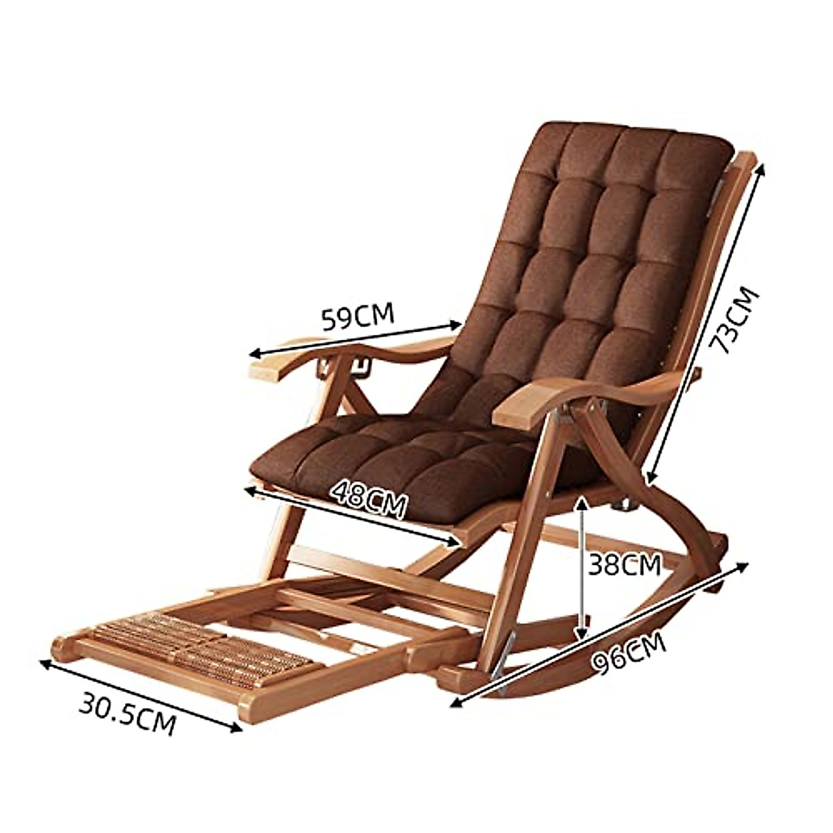 Lounge Chair, Folding Recline Rocking Chairs for Adults Wooden Bamboo Stable Comfort Garden Deck Chairs Foldable Recliner Load-Bearing 200kg (Color : Wooden Chair)