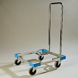 Carlisle FoodService Products E-Z Glide Dishwashing Racks Dolly with Handle for Kitchen and Restaurants, Aluminum, 20.63 X 20.63 X 6.63 Inches, Blue