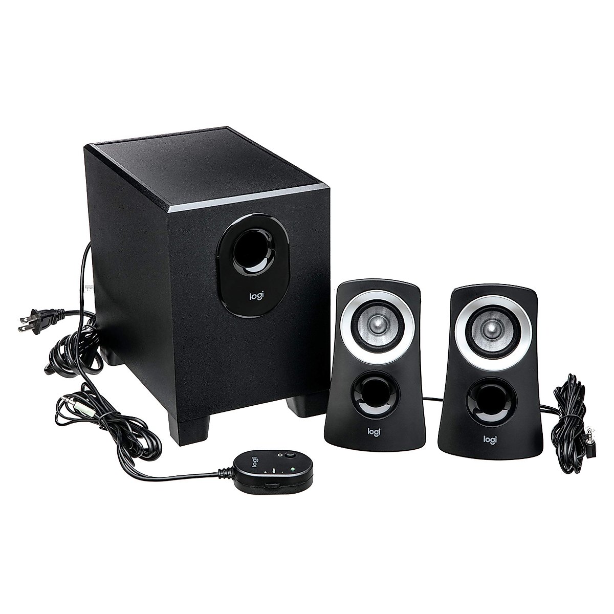 Logitech Z313 2.1 Multimedia Speaker System with Subwoofer, Full Range Audio, 50 Watts Peak Power, Strong Bass, 3.5mm Inputs, PC/PS4/Xbox/TV/Smartphone/Tablet/Music Player - Black