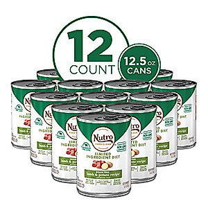 NUTRO Limited Ingredient Diet Adult Canned Soft Wet Dog Food Premium Loaf Lamb & Potato Recipe, (12) 12.5 oz. Cans