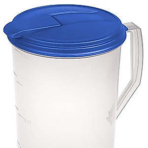 Sterilite 2 x 2 quart Round Pitcher, Blue Sky Lid with Clear base, Pack of 2