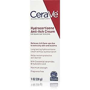 CeraVe Hydrocortisone cream 1% | 1 ounce | eczema treatment & dry skin itch relief cream | fragrance free, 1 Ounce