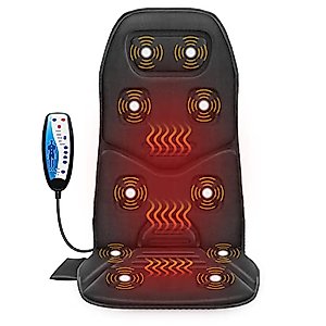 COMFIER Massage Seat Cushion with Heat,10 Vibration Motors Seat Warmer, Back Massager for Chair, Massage Chair Pad for Back Ideal Gifts for Women,Men,Black