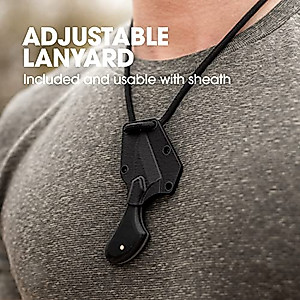 TRUE MYCRO Utility Knife, Fixed Blade Every Day Carry Razor Knife, Compact Boxcutter Neck Knife with Sheath - Black