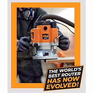 TRITON TRA002KIT 3-1/4 HP, 15 Amp Dual Mode Precision Plunge Router with Built-In Router Lift and Accessories, Orange