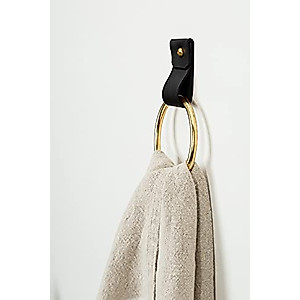 KEYAIIRA - Small Leather Wall Hook, minimalist leather strap hanger for bath towel holder leather wall hook strap towel hook bathroom decor brass towel ring nordic home