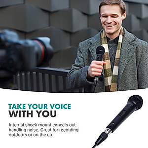 Movo HV-M5 Dynamic Cardioid Vocal Microphone with Internal Shockmount and Windscreen - XLR Compatible Dynamic Microphone with 6.35mm Adapter - Professional Microphone for Singing and Recording