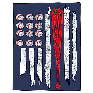 Super Soft Cozy Throw Blanket Twin Size 3D Printed Lightweight Polyester Blankets Independence Day Abstract Baseball Flannel Blanket for Men Women Kids All Seasons 39x49 Inch