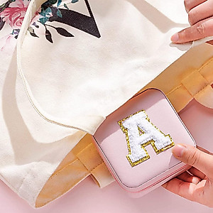 WWDAY Small Travel Jewellery Box, Fashion Jewellery Box, Pink Jewellery Box for Girls,Alphabet Jewelry Box（Pink-A）， Halloween and Christmas Gifts, Gift for Girlfriends, Wedding Gift