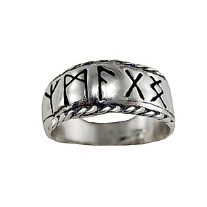 Sterling Silver Unisex Runescript Band Ring for Friendship Size 11
