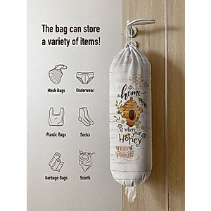 Hglian Farmhouse Plastic Bag Holder Dispenser and Honey Home Grocery shopping bags Storage saver Organizer