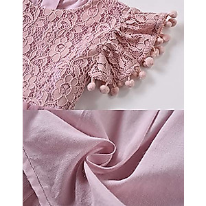 Tutu Dreams Girl Lace Tulle Dress Princess Flower Girl Dresses Birthday Boho Party (4T, Dusty Rose)