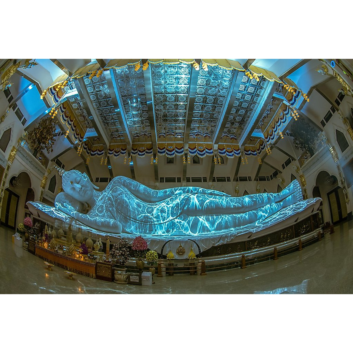 White Marble Nirvana Buddha Statue Wat Pa Phu Kon Photo Photograph Cool Wall Art Print Poster 18x12