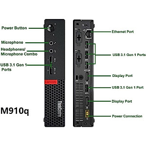 Lenovo ThinkCentre M910q Desktop Computer Mini PC with Dual Monitors KOORUI 24inch, Intel i7 6700T up to 3.60GHz,32GB RAM,New 512GB NVMe SSD
