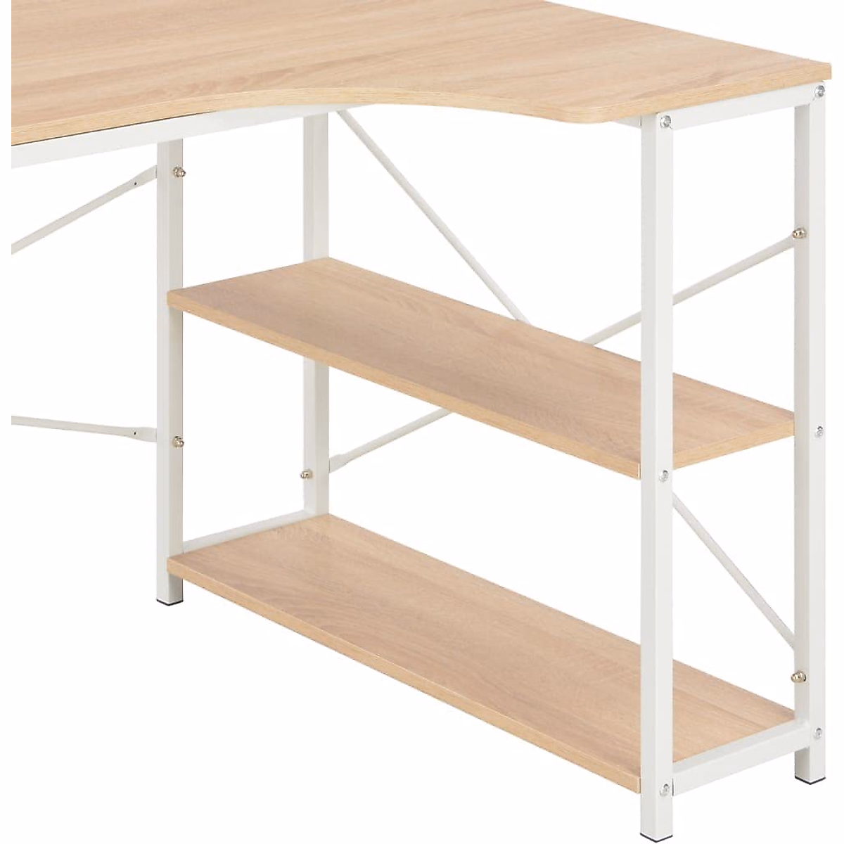 vidaXL Computer Desk Industrial Home Office Workstation PC Study Writing Working Table Corner Desk Furniture White and Oak 47.2"x28.3"x27.6"