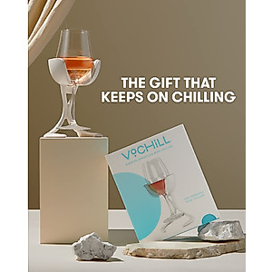 VoChill Stemmed Wine Glass Chiller | Smart & stylish | Radically cool wine tool – keeps wine perfectly chilled in your glass | Refreezable Chill Cradle actively chills (Quartz, Single VoChill)