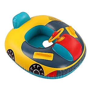 Cute Child Kids Inflatable Pool Float PVC Summer Swim Float Air Bed Lake Boat Swimming Floats with 2 Handles Surfing Raft Bodyboard Floating Mattress Seat Swim Ring for Girls Boys 1-5 Years