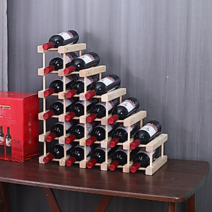 FDHUIJIA Wine Rack Small countertop Cabinet Stackable Storage Wooden freestanding Floor Wine Holder (20 Bottles)
