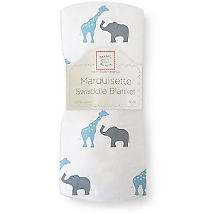SwaddleDesigns Marquisette Receiving Swaddle Blanket for Baby Boys & Girls, Soft Premium Cotton Muslin, Best Shower Gift, Blue Safari Fun, Parent Picks Award Winner