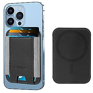 Magnetic Card Wallet Holder for Apple Magsafe, Magnetic Card Holder Magsafe for iPhone 12 iPhone 13/14 Magsafe Wallet, Mag-Safe Leather Wallet for Back of iPhone 14/13/ 12 Series, Fit 6 Cards, Black