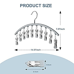 Yecuip Hat Hangers for Closet, Metal Hat Organizer Racks for Baseball Caps 2 Pack Door Hat Racks for Baseball Caps with 10 Large Clips, Baseball Hat Holder for Closet Storage, Fits All Caps-Grey