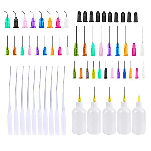 SKYPRO 54Pcs 30ml Precision Tip Applicator Bottles Kit, Dispensers Applicator Bottles for Liquid, Glue Oil, Acrylic Paint – 5 Squeeze Bottles, 5 Syringe Caps, 5 Glue Nozzles and 39 dispensing needles