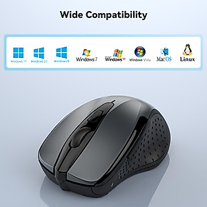 TECKNET Bluetooth Mouse, Wireless Mouse with 6 Buttons, 5 Adjustable DPI Levels, 24 Month Battery Life, Ergonomic Computer Mouse for Laptop, Computer, Mac, PC, Windows, Chromebook, Notebook