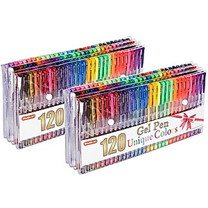 Shuttle Art 240 Pack Gel Pens, 2 Sets of 120 Colors Gel Pens for Adults Coloring Books Drawing Doodling Crafts Scrapbooking Journaling