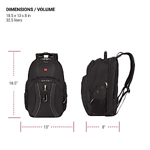 Swiss Gear SA1923 Black TSA Friendly ScanSmart Laptop Backpack - Fits Most 15 Inch Laptops and Tablets