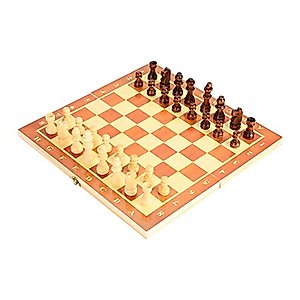 Keenso Chess Set, Folding Portable Wooden Chessboard Folding Board Chess Game for Party Family Activities