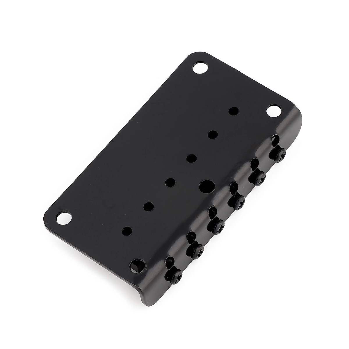 Metallor Top Load Guitar Bridge Tailpiece Fixed Hardtail Saddle Bridge Compatible with 6 String Fender Strat Tele Style Electric Guitar Parts Black.