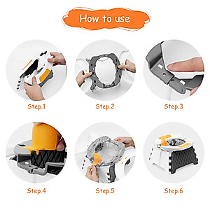 Toddler Portable Potty Training Seat for Kids Baby Foldable Toilet Child Travel Potty in Car Camping Potty Chair Seat for Indoor Outdoor, with 60 Disposable Bags