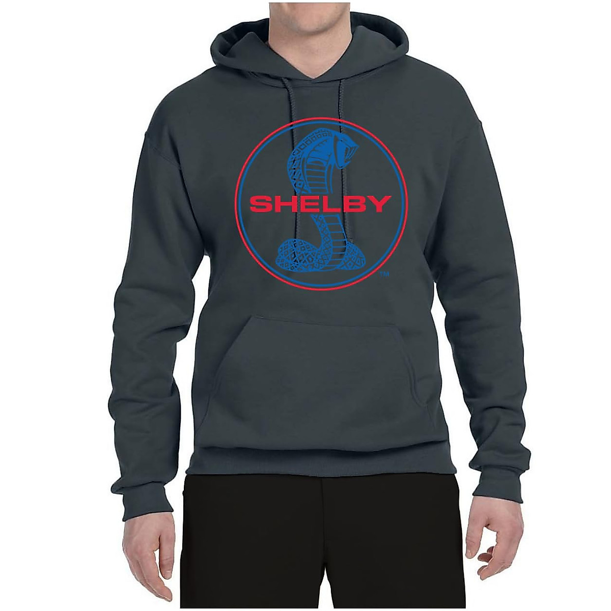 Wild Bobby Shelby Cobra USA Logo Emblem Cars and Trucks Unisex Hoodie Sweatshirt, Charcoal, Medium