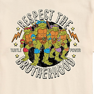 HYBRID APPAREL - Teenage Mutant Ninja Turtles - Respect The Brotherhood - Men's Short Sleeve Graphic T-Shirt - Size Small Cream