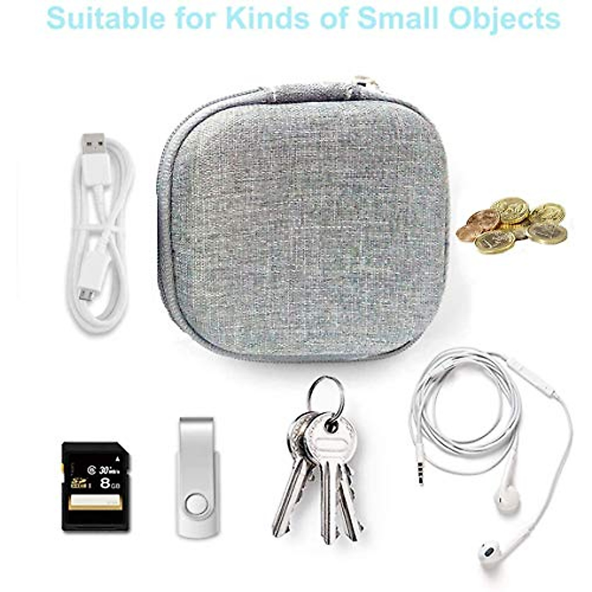 2 Pack Earphone Earbuds Headset Headphone Carrying Case Holder Mini Storage Organizer Box Container Coin Pouch Wallet for MP3,Bluetooth Ear Buds,USB Data Line Cables,Keys,Electronics Protective