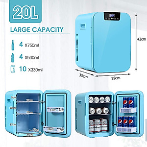 ARLIME 20 L Compact Cooler Warmer Mini Fridge for Bedroom, Office, Car, Dorm - Portable Makeup Skincare Fridge with Digital Temperature Control (Blue)