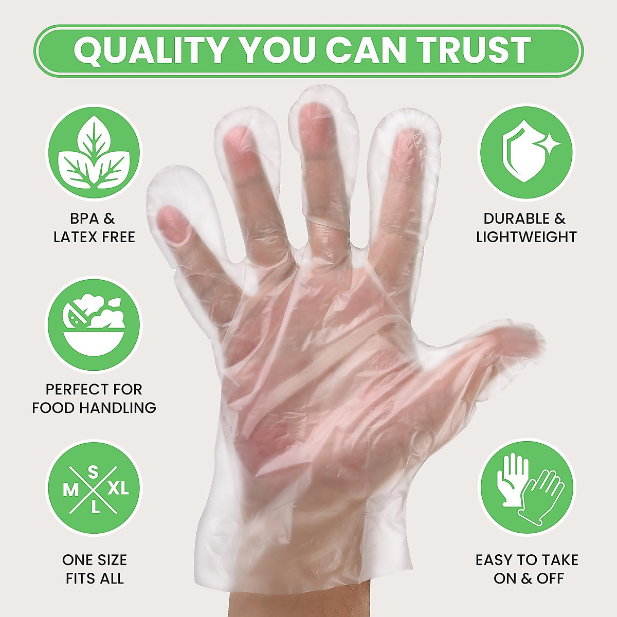Keppi 1200pcs Plastic Gloves | BPA & Latex Free | Perfect Food Handling Gloves | Food Safe Disposable Gloves for Cooking | Bulk Food Safe Gloves | One Size Great Fit