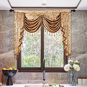 ELKCA European Curtain Valance for Living Room Luxury Window Curtains for Bedroom Swag Valance for Kitchen,Rod Pocket (W59, 1Panel)